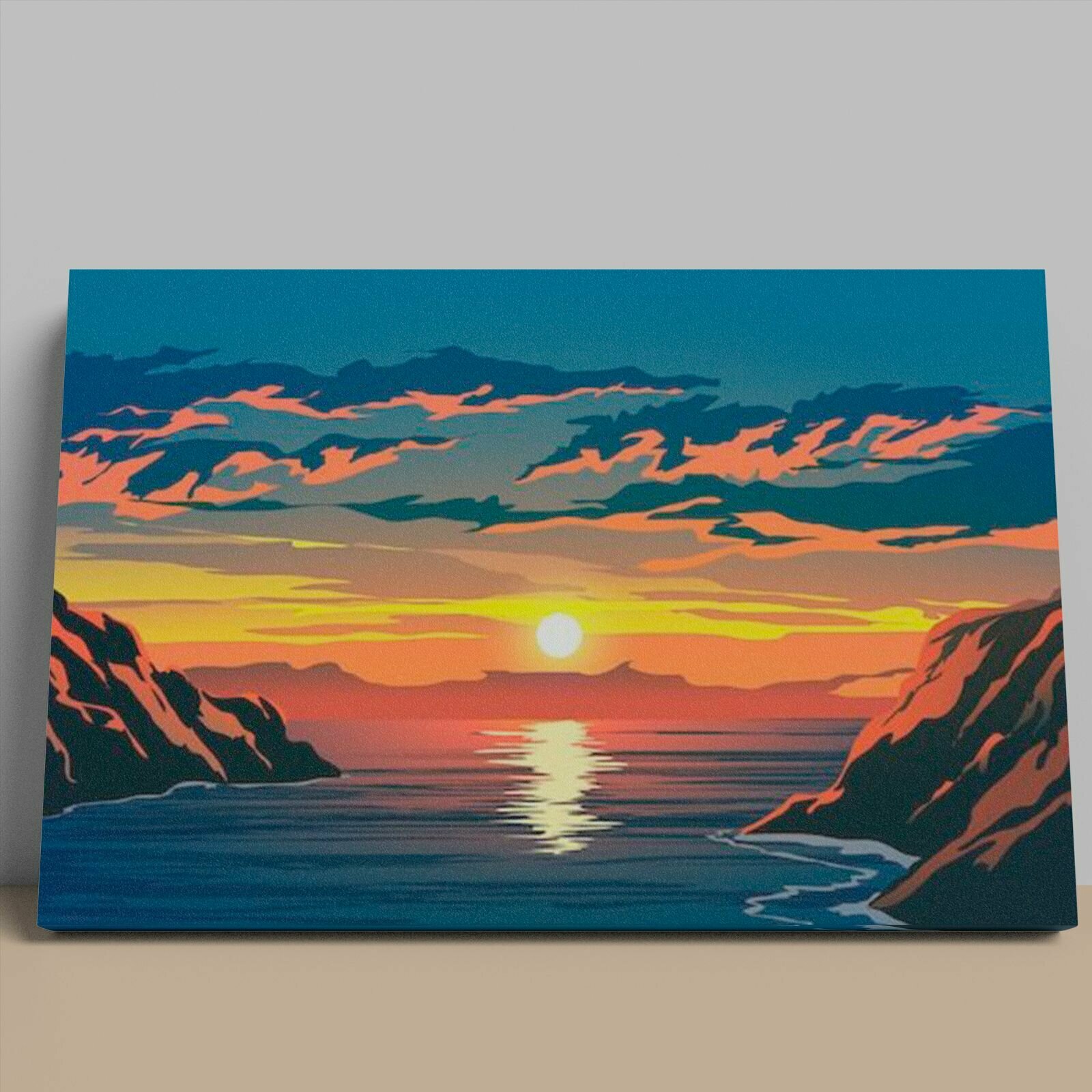 Картина для интерьера 45 х 65 см. Пейзаж, закат