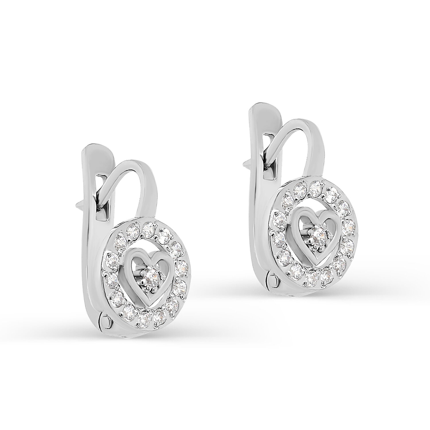 Серьги с подвесками, серебро, 925 проба, родирование, фианит