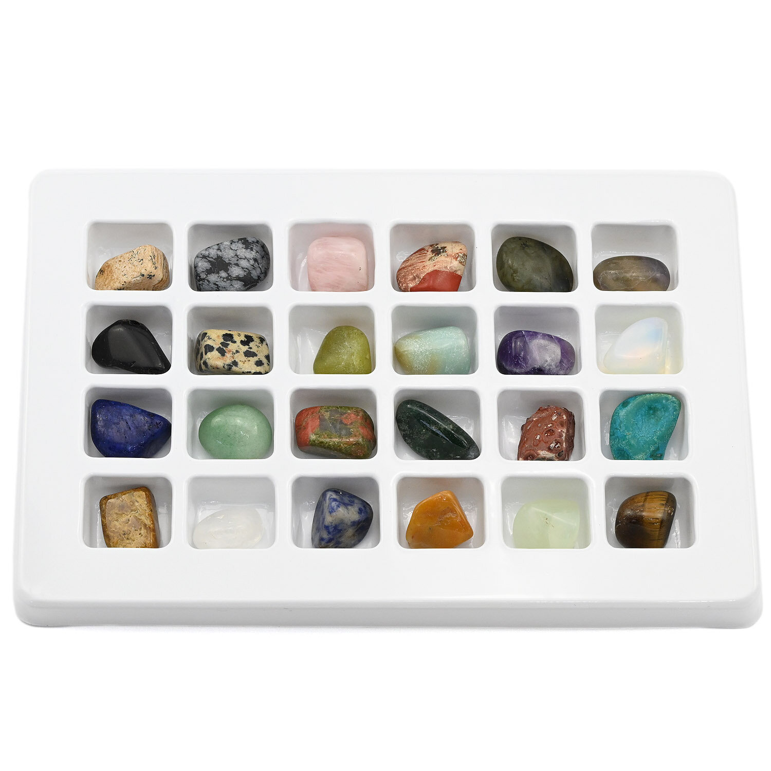 Коллекция минералов драгоценных камней 210*130*17мм, 24 видов камней .