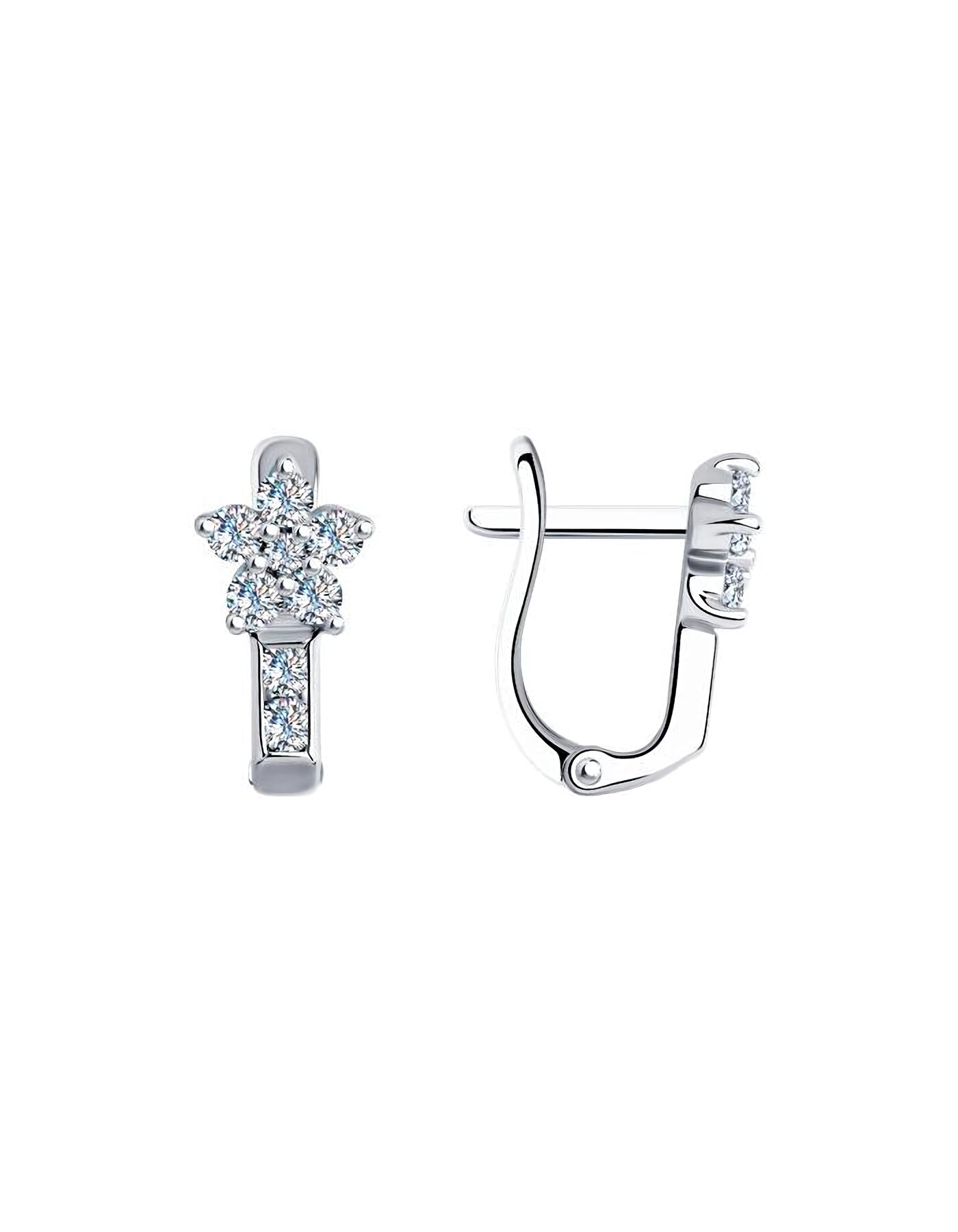 Серьги, серебро, 925 проба, родирование, фианит