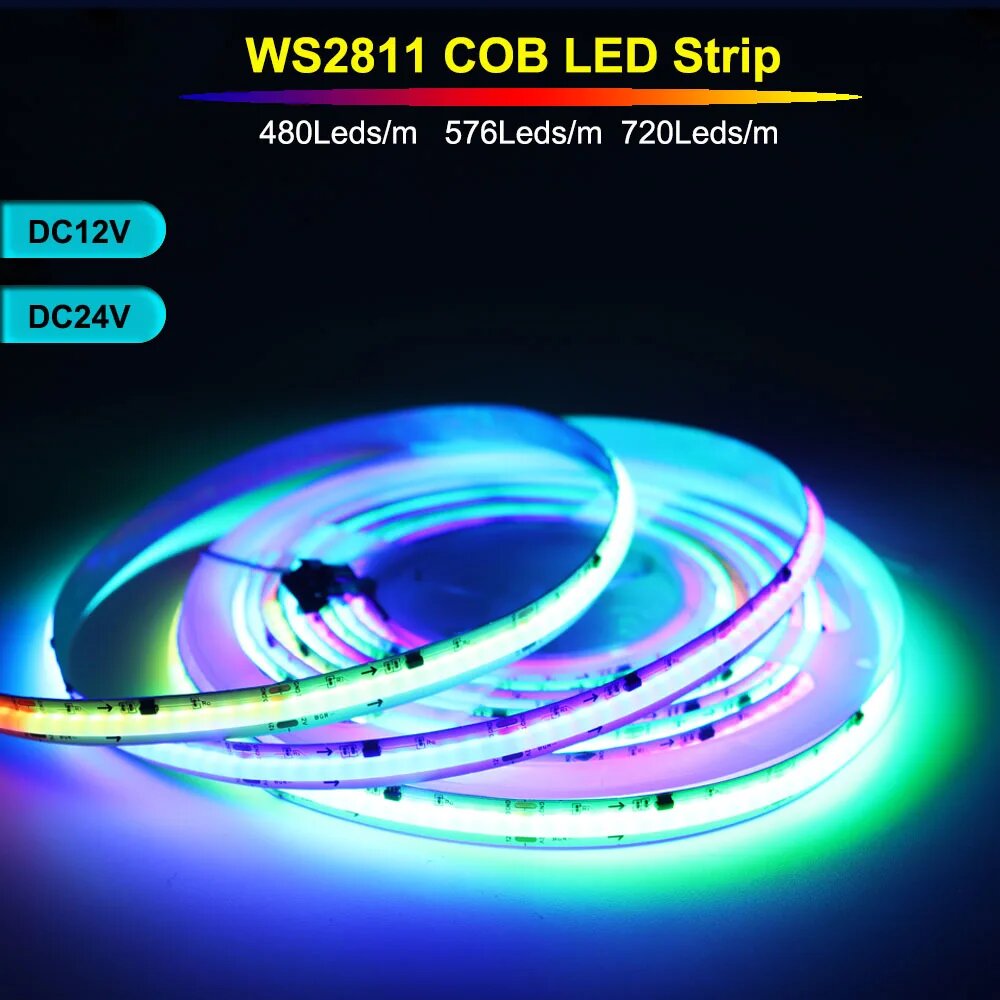 TNALANT Светодиодная лента WS2811 COB RGB 360/576/720 светодиодов/м 10/12 мм DC12V/24V 720Leds-10mm, DC12V, 3 м