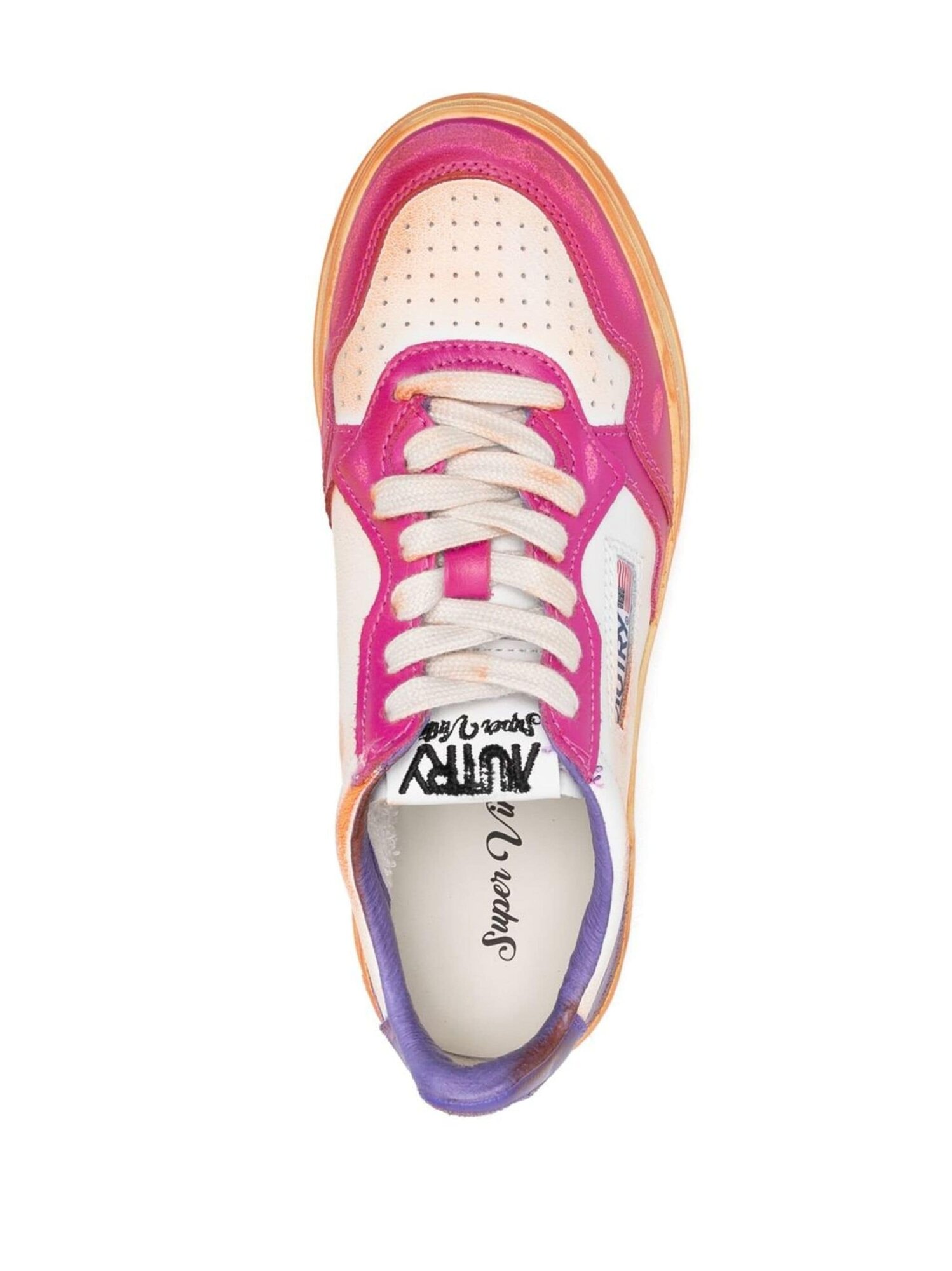 Кроссовки AUTRY Panelled low-top sneakers, размер 36, бежевый/белый — фото 1