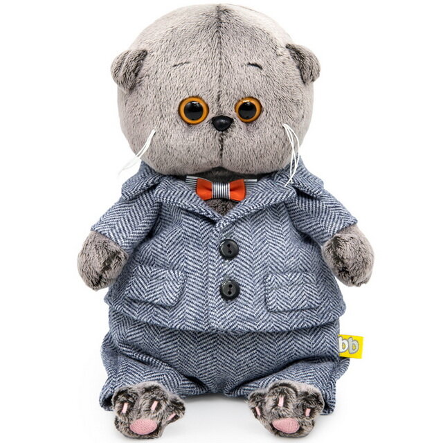 Мягкая игрушка Кот Басик Baby в твидовом костюмчике 20 см, Budi Basa, BB-144