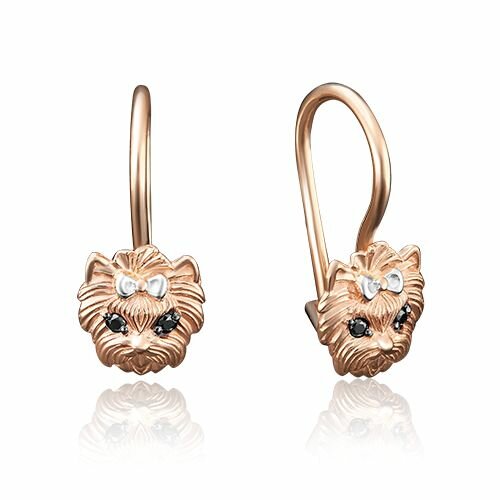 Серьги, красное золото, 585 проба, фианит