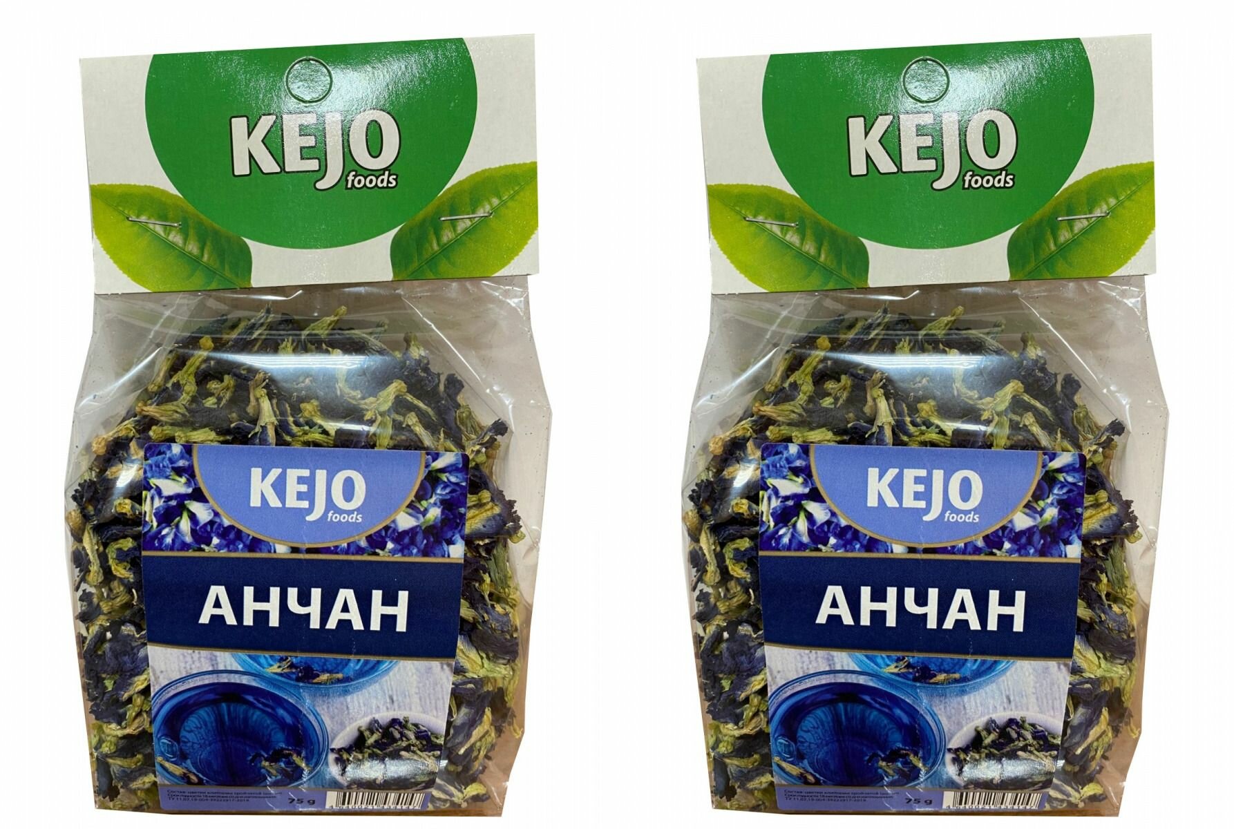Kejo foods Чай голубой, цветки анчан, 75 гр, 2 уп.