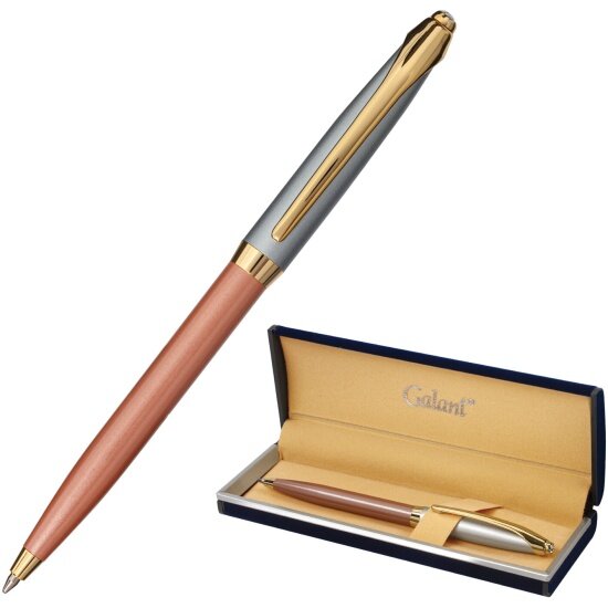 Ручка шариковая подарочная Galant "DECORO ROSE", корпус хром/розовый, детали золотистые, узел 0,7 мм, синяя, 143505