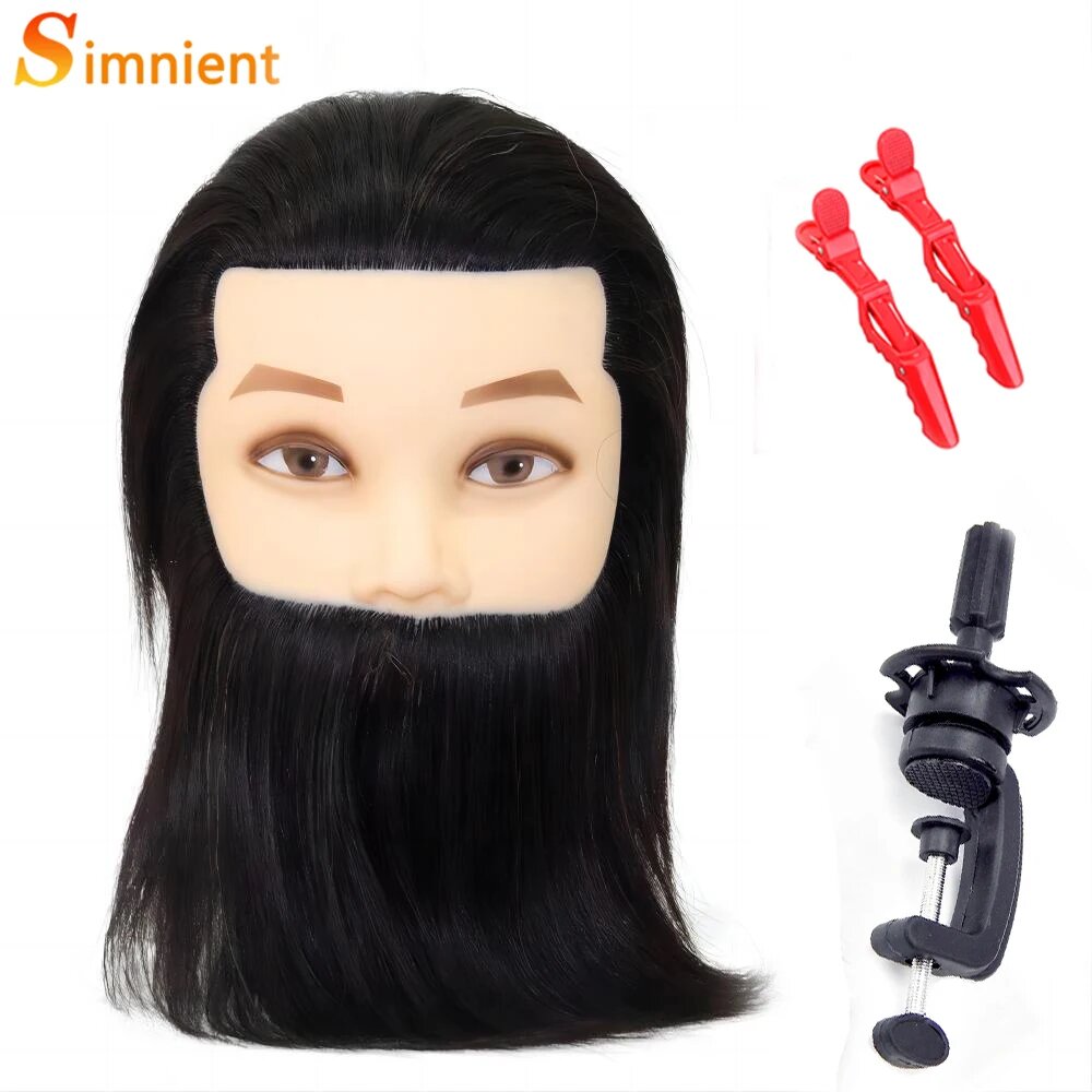 Мужской манекен с волосами Simnient black head with gift