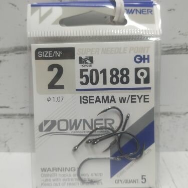 Крючки OWNER ISEAMA w/Eye 50188 ORIGINАL №2-5шт 5уп (25шт)