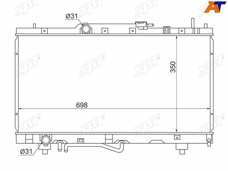 . SAT Радиатор охлаждения двигателя для Toyota Caldina (T190, T210) 92-02 / Carina (T210) 96-01 / Corona Premio 96-01