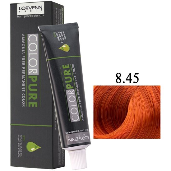 Краска для волос безаммиачная Lorvenn Color Pure, тон 8.45