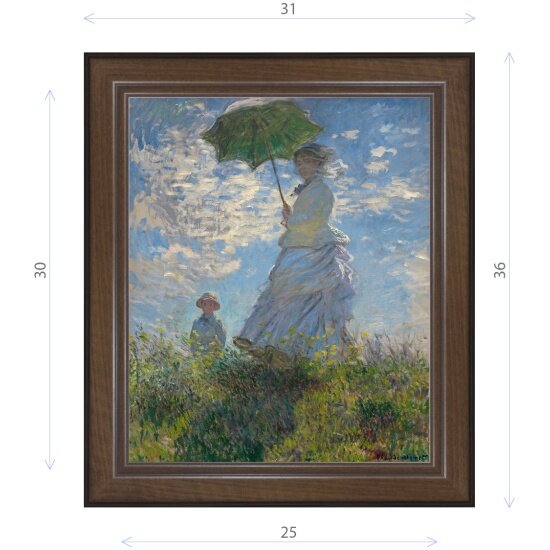 Картина Декор Депо Клода Моне Променад женщины с зонтом Матовая бумага в раме без стекла 36х31 см, DDK44760E21W25H30P24