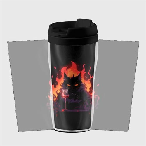 Кот Бегемот с вином Термокружка