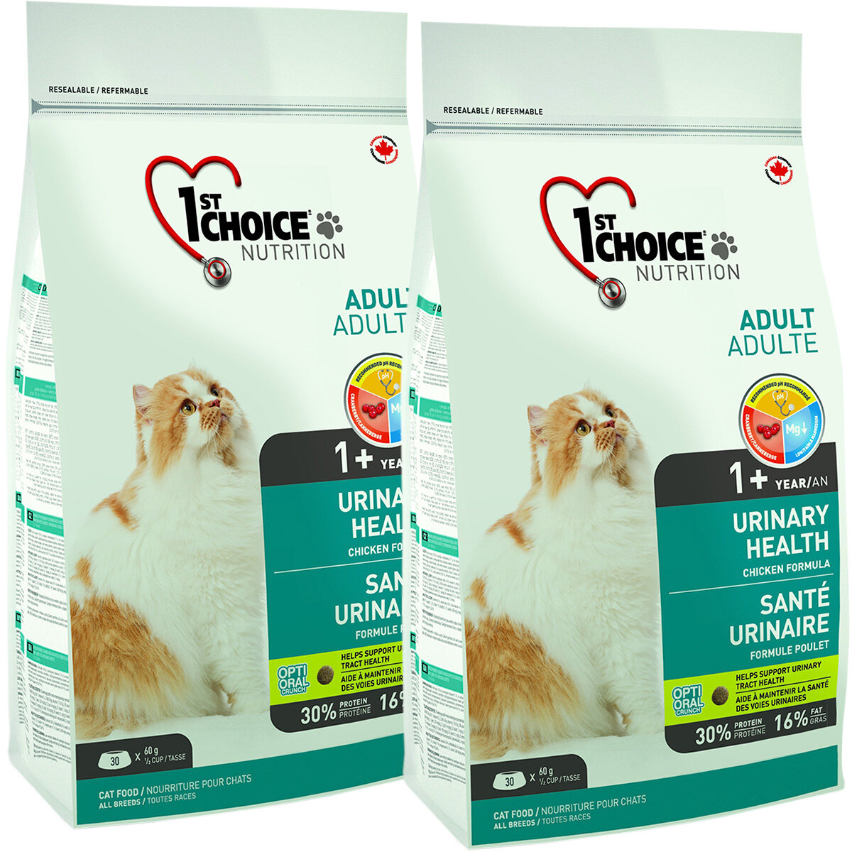 1ST CHOICE CAT ADULT URINARY HEALTH для взрослых кошек при мочекаменной болезни с курицей (5,44 + 5,44 кг)