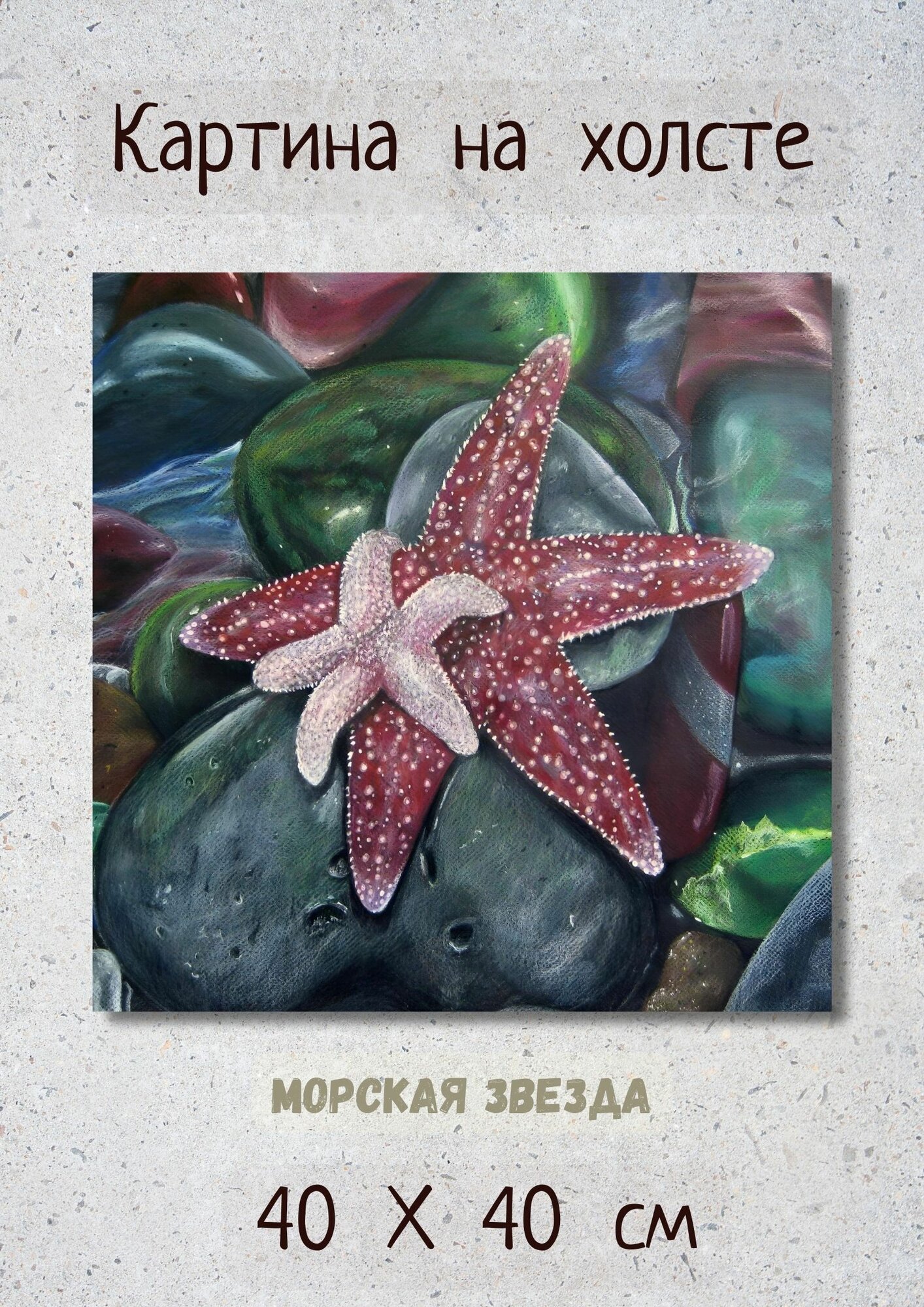 Картина в морском стиле - "Морская звезда" 50х50