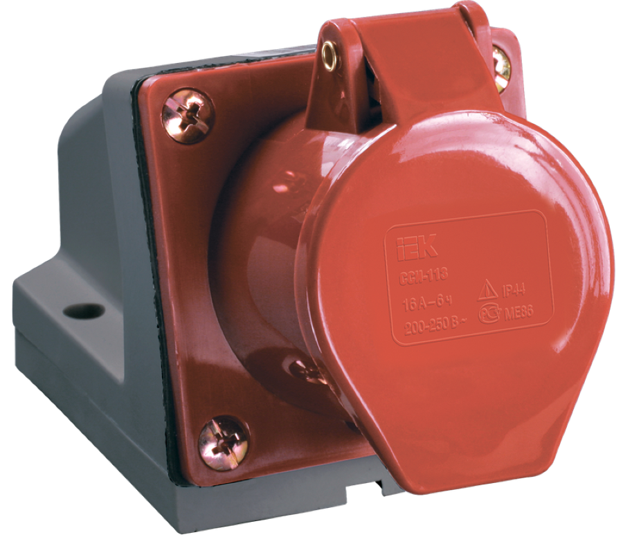 Розетка силовая IEK / ИЭК ССИ-125 в корпусе из самозатухающего пластика, красная, длиной 150мм, 32А-6ч/380-415В 3P+PE+N, IP44 / электрика