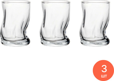 Набор стопок Pasabahce / Пашабахче AMORF прозрачное стекло 50мл, в упаковке 4шт. / рюмки (комплект из 3 шт)