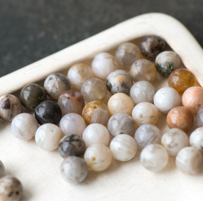 Бусины из бамбукового агата 10 мм, 10 штук в упаковке