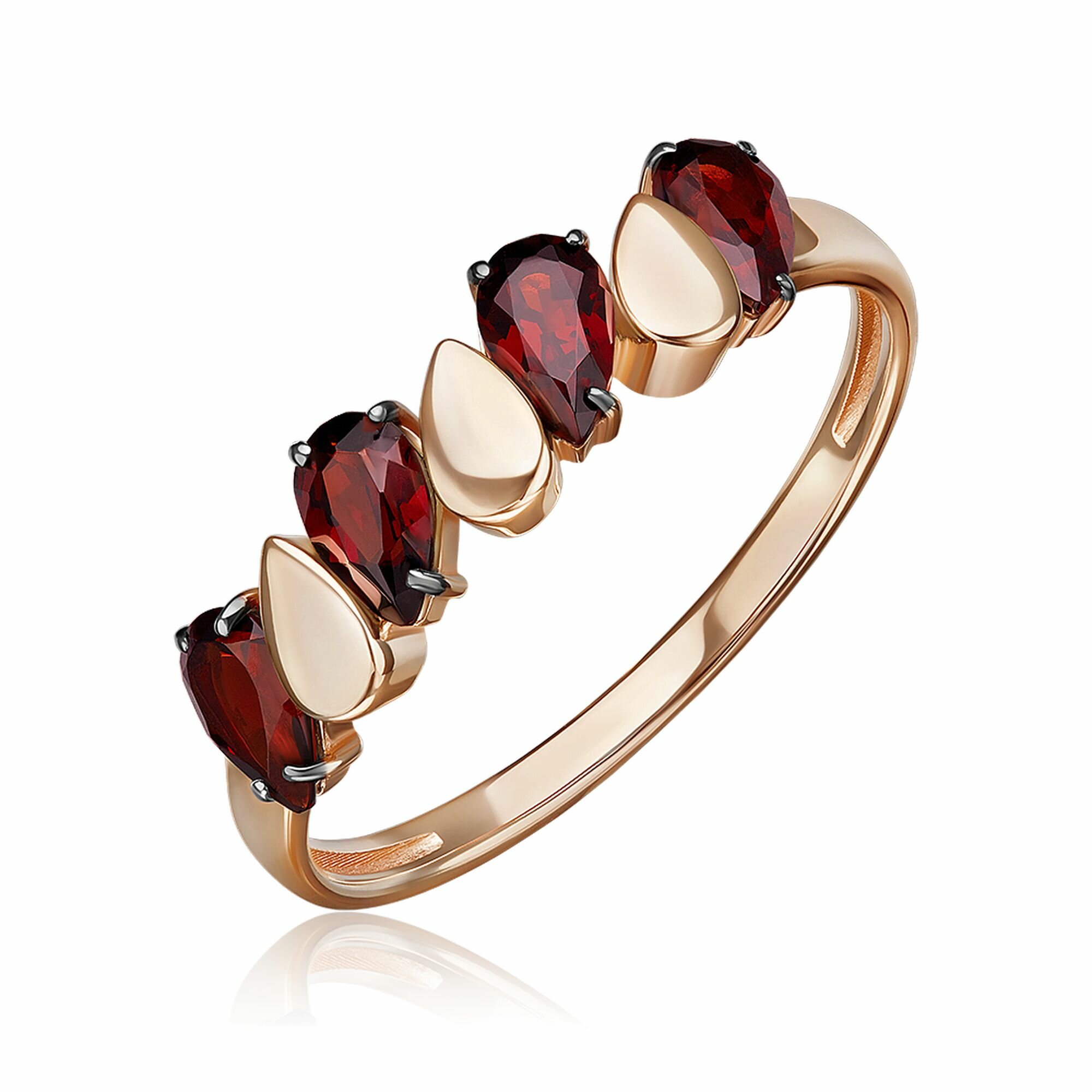 Кольцо, красное золото, 585 проба, гранат