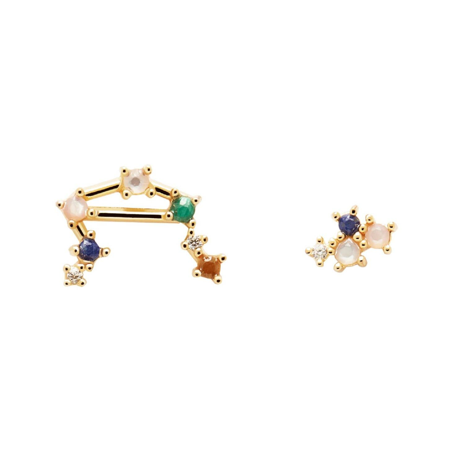Серьги непарные, серебро, 925 проба, золочение, фианит