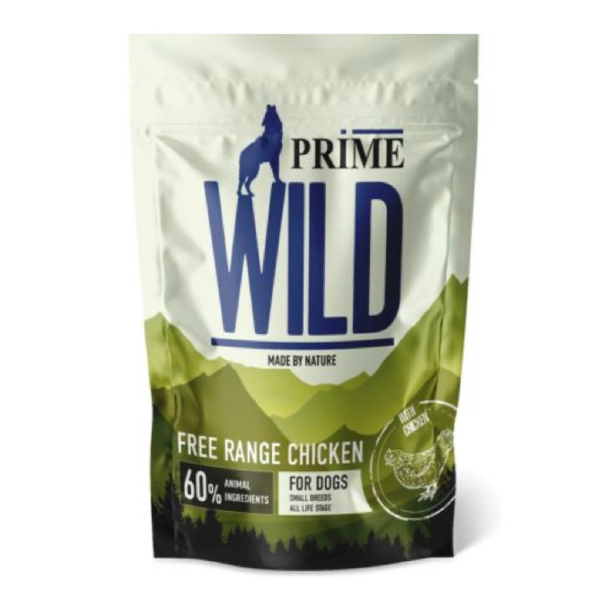 Сухой корм PRIME WILD GF FREE RANGE для щенков и собак мелких пород с курицей 500гр