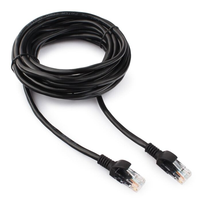 Патч-корд UTP Cablexpert PP12-5M/BK кат.5e 5м литой многожильный чёрный