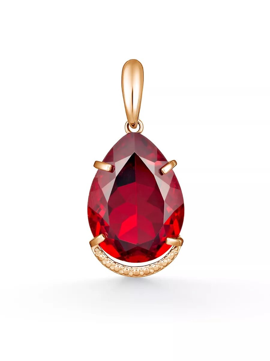 Подвеска, красное золото, 585 проба, бриллиант, рубин