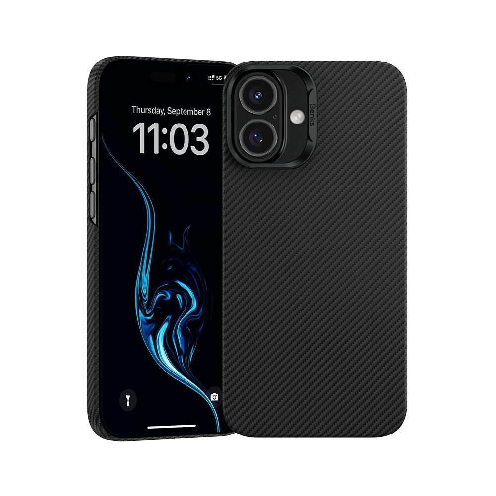Чехол Benks ArmorAir Case built with Kevlar 600D для iPhone 16 Plus 6.7", цвет черный (Black)