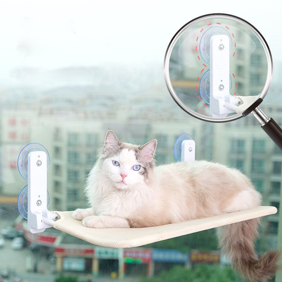 Гамак-лежанка подвесной, для кошек, на окно, бежевый