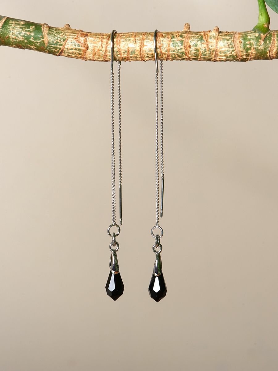 Серьги цепочки, кристалл, стекло