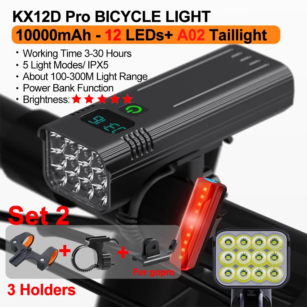 Велофонарь HNDGTYR 6-12 LED 5000lm Set2-10000mAh-12LEDs