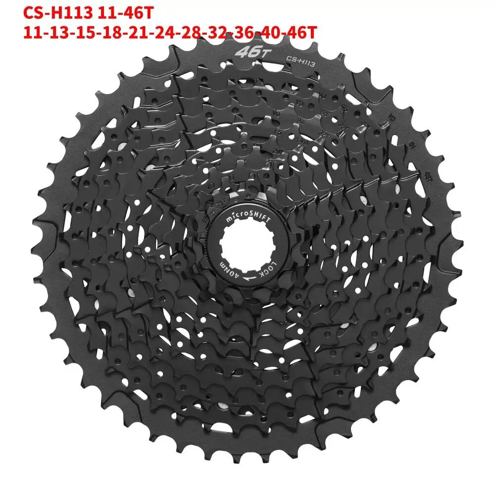 Кассета MicroSHIFT 7/8/9/10/11 скоростей сталь Черный, 11 Speed 11-46T
