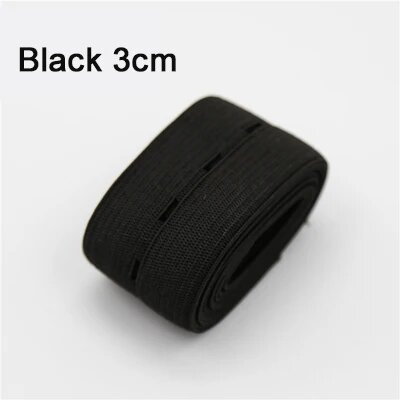 3 ярда 15/20/25/30 мм DIY Швейные аксессуары с отверстиями для пуговиц Вязаные эластичные ленты Лента Красочная белая черная проволочная лента Черный, black 30mm, 3yard