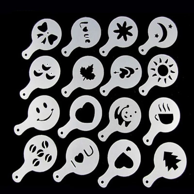 Трафареты для кофе 16 шт.