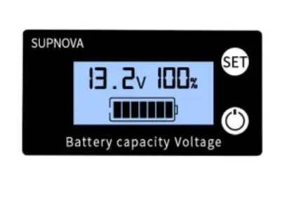 Вольтметр аккумулятора 12-72В, 13.2V, 100%, Blue Screen