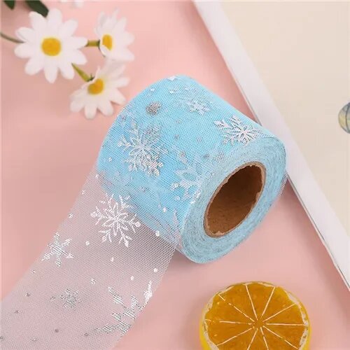 Фольгированная органза DHANXINZ с принтом снежинок 25 ярдов