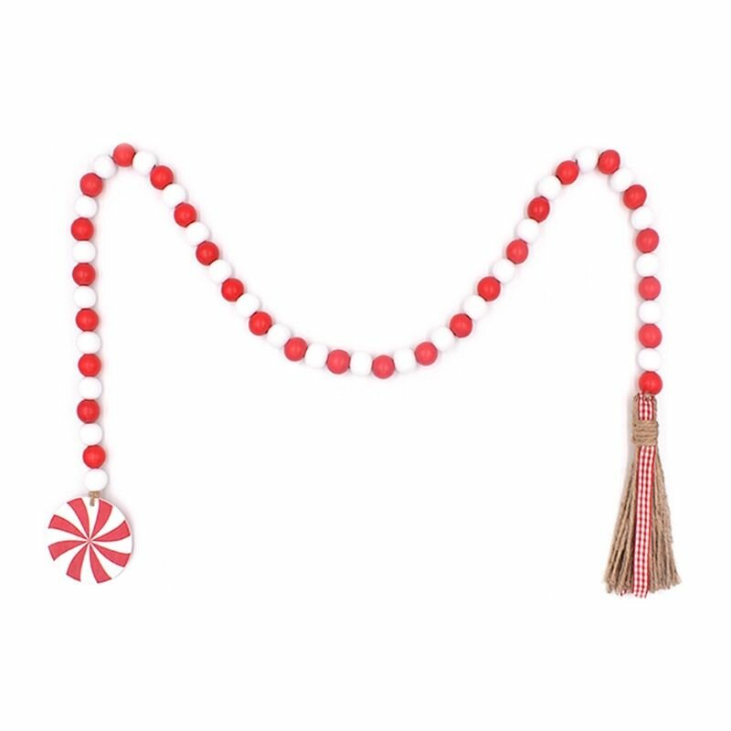 Рождественская гирлянда из деревянных бусин