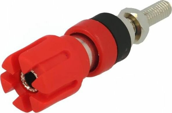 Гнездо CLIFF CL159725 Гнездо "банан" 4мм 30А 60В DC длина 59мм красный никелированные контакты 1шт