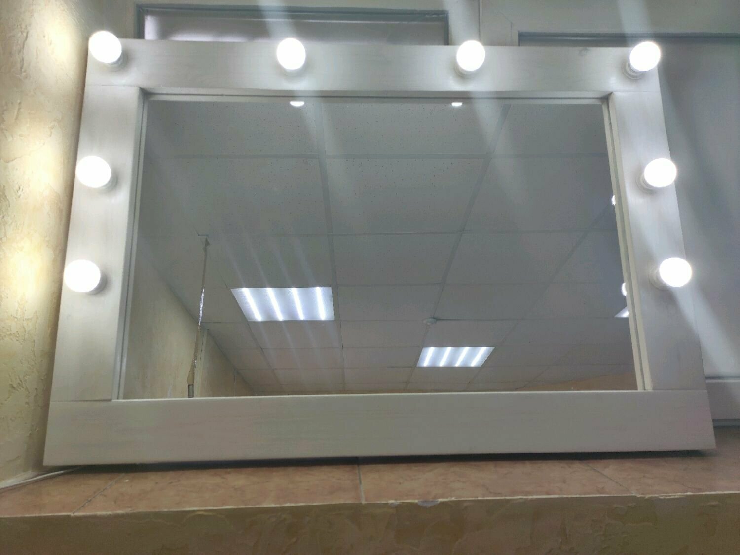 Зеркало настенное "EasyLOFT" в стиле лофт, рамка с подсветкой, ручная отделка, в прихожую