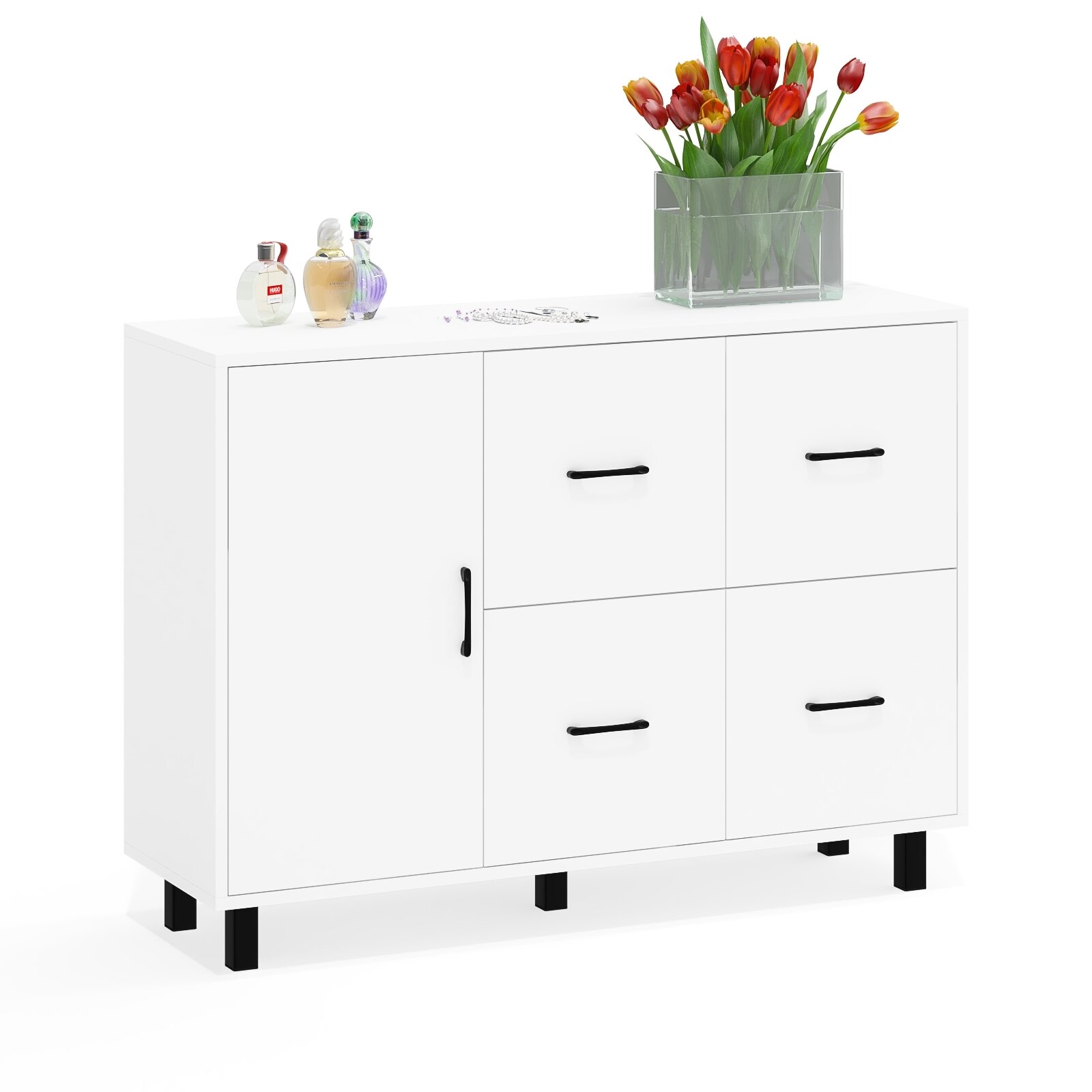 Комод-тумба РВК 125-1204, цвет белый, ШхГхВ 120,4х37,4х87 см, не универсальная сборка