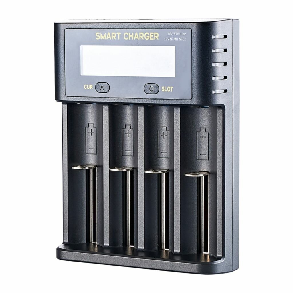 4-канальное интеллектуальное зарядное устройство с ЖК-дисплеем. Док-станция для зарядки аккумуляторов типа АА и других аккумуляторов.