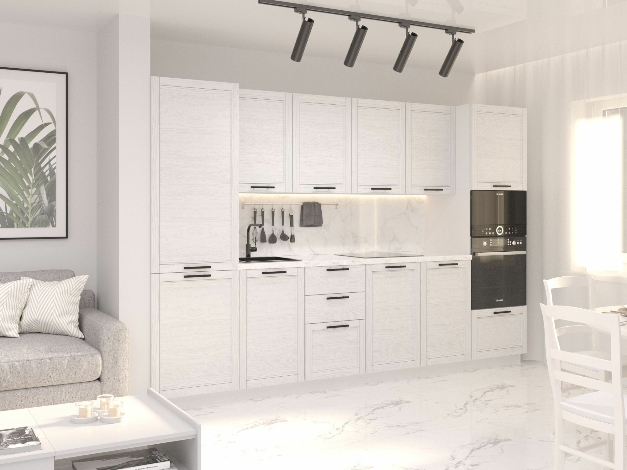 Кухонный гарнитур Сканди White Silkwood, 3200