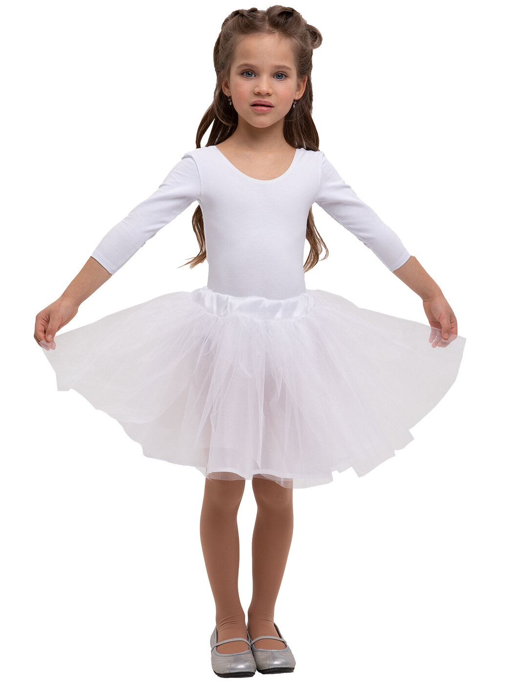 Юбка пачка для девочки фатиновая белая на рост 104-110 (размер 28)