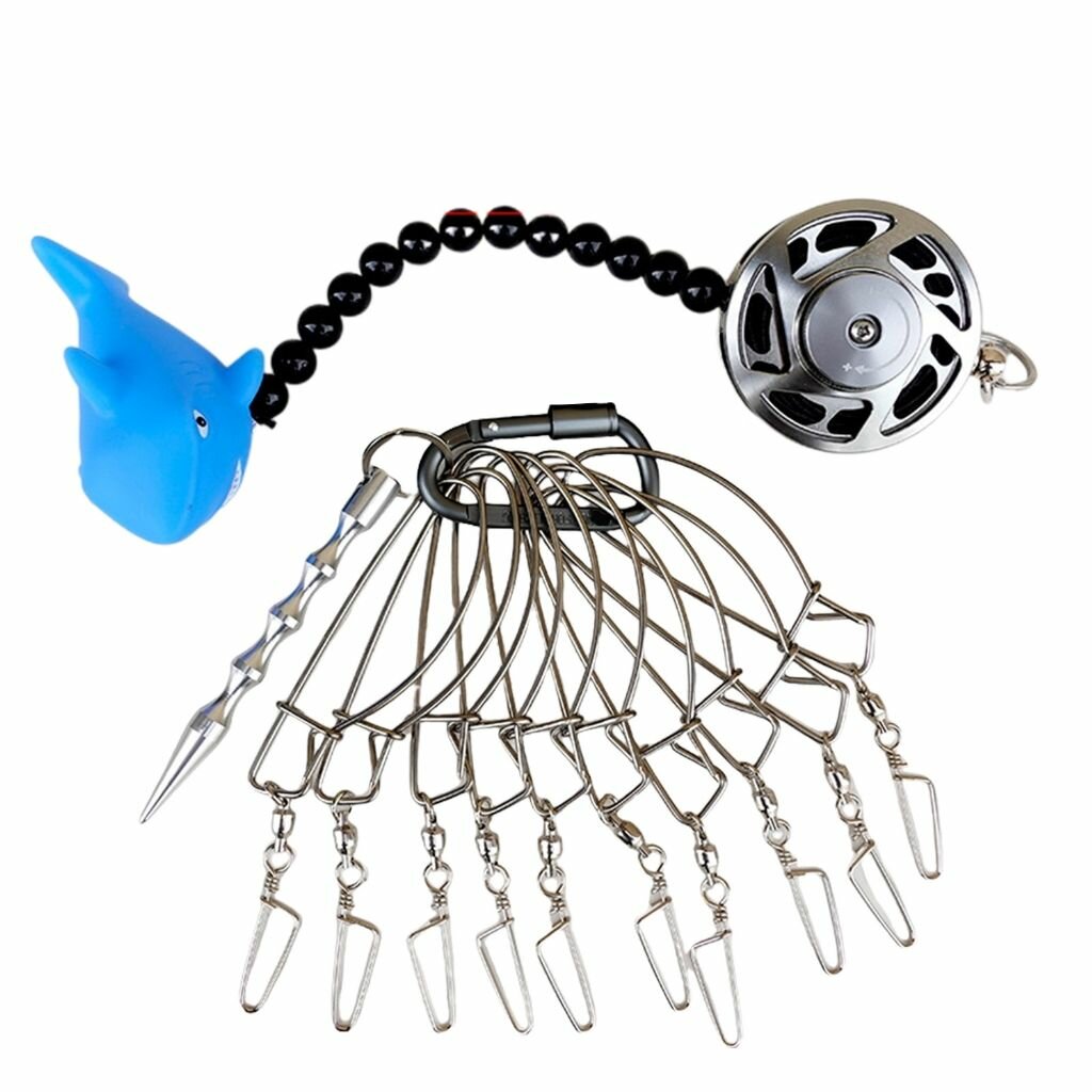 (1 комплект) пряжка для живой рыбы fish lock wheel-тип 70A-6 метров кевлара толщиной 2,0 мм, 10 пряжек