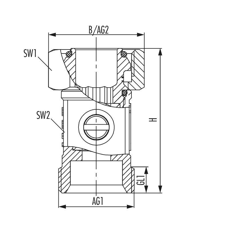 Одиночное соединение Hummel G3/4, латунь, евроконус, шаровый кран