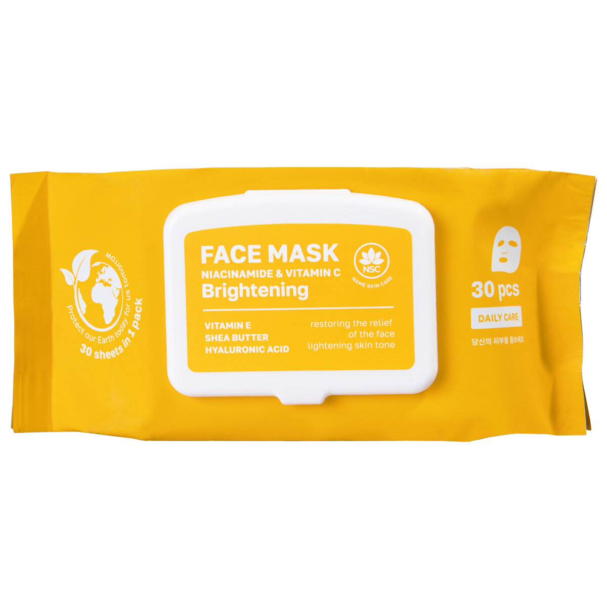 Маска для лица NSC тканевая Ниацинамид и витамин C 30шт пакет