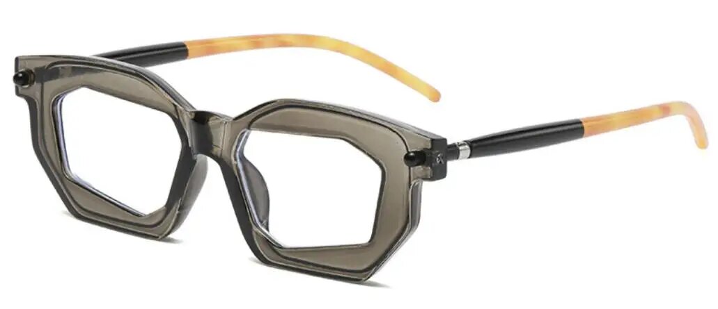 Glocco многоугольные очки с защитой от синего света grey clear, Custom Diopter
