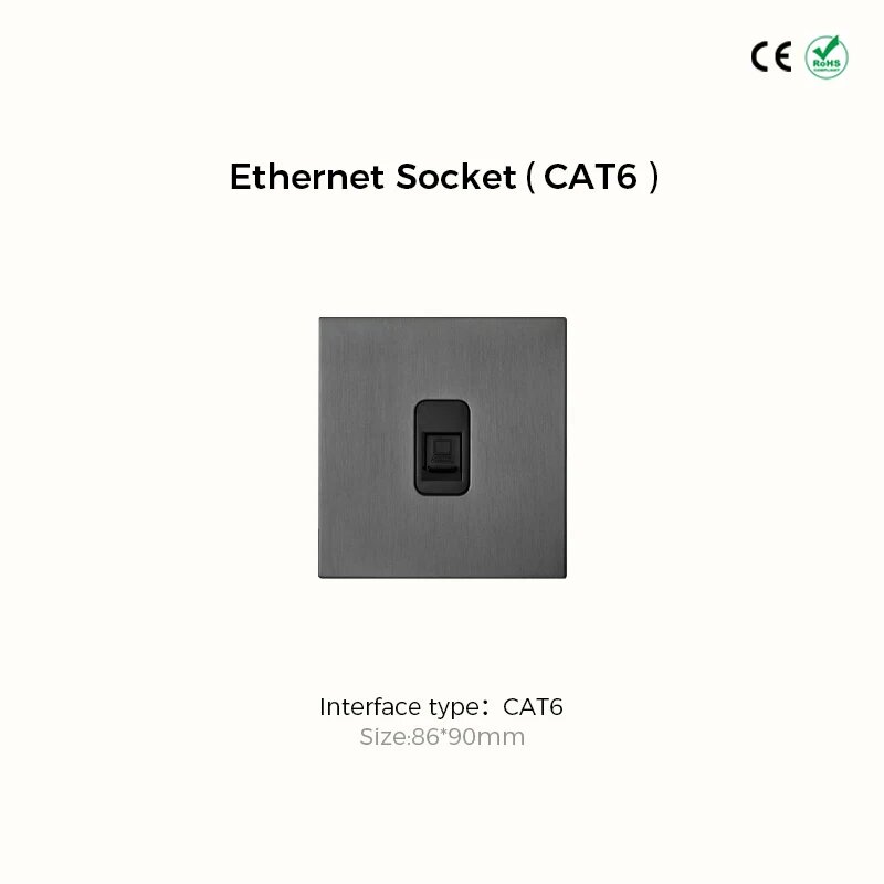 Avoir серые винтажные выключатели и розетки 220В Ethernet Socket