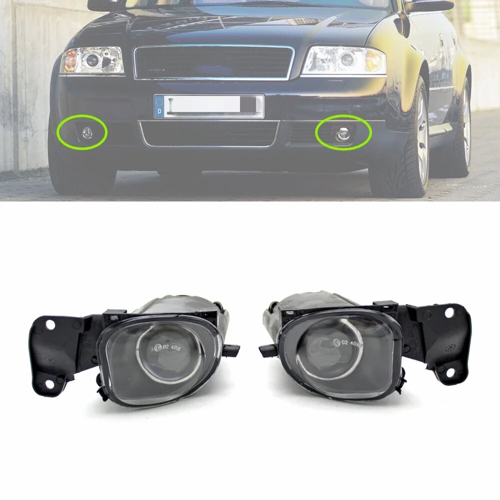 Противотуманные фары для Audi A6 C5 S6 Sedan 1997 1998 1999 2000 2001 Противотуманные фары переднего бампера с выпуклыми линзами и лампочками, Pair