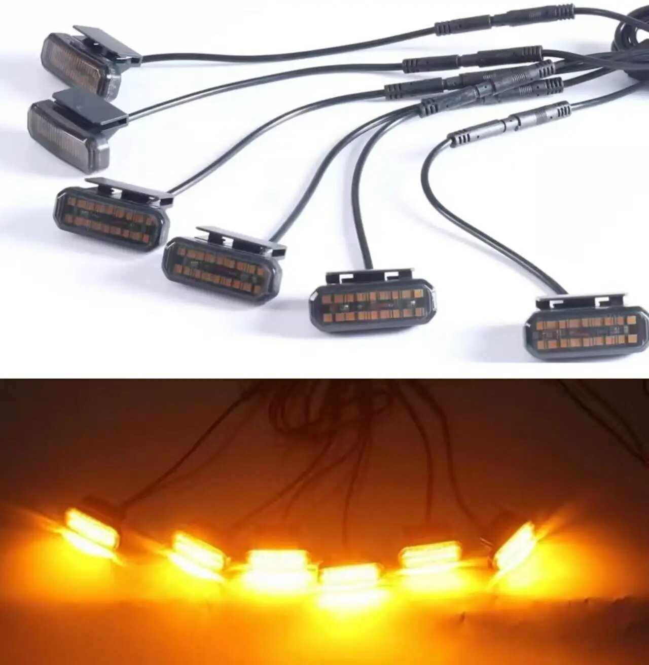 Для GAC GS8 Передняя решетка Светодиодные фонари Автомобильные светодиодные дневные ходовые огни Желтый Белый 4-шт. центральная сетка маленький желтый свет 1to6 yellow