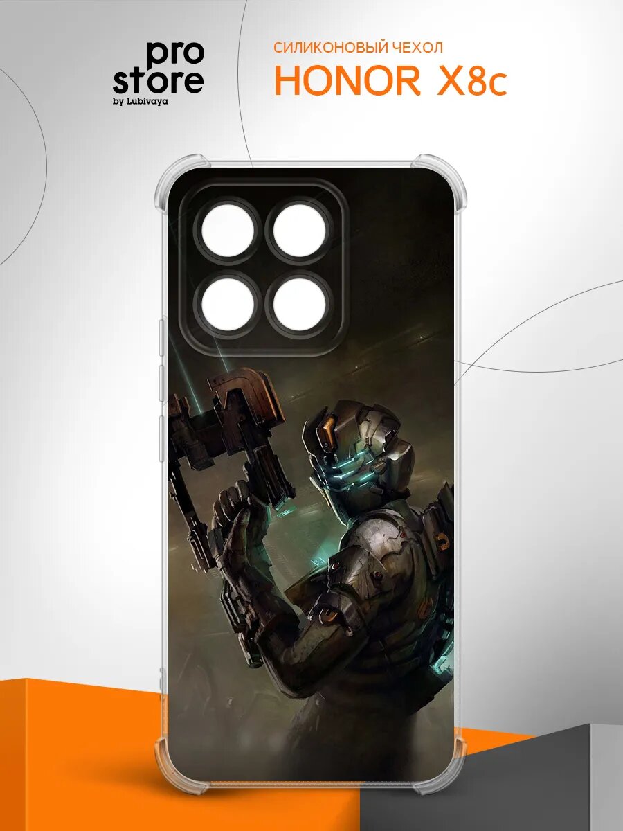 Чехол на Honor X8c, Хонор Х8с защита камеры и углов, прозрачный, накладка с рисунком